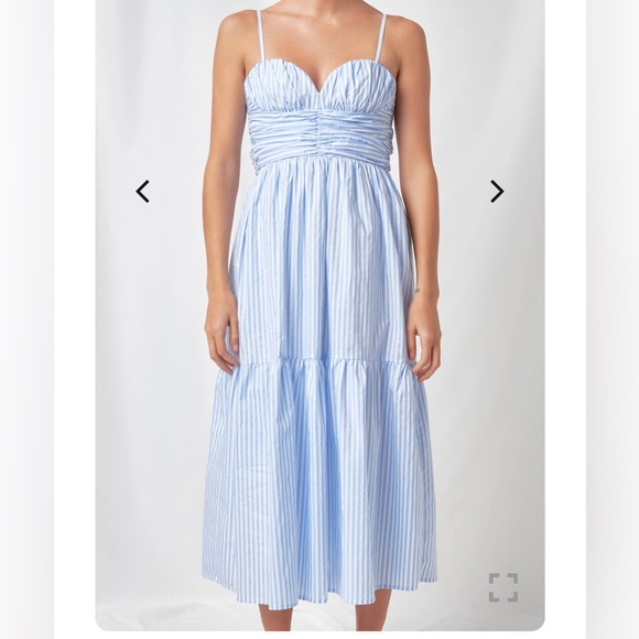 English Factory | Dresses | English Factory Blue White Striped Midi ...